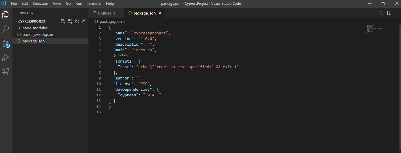 Creating Packagejson File Cypress Code2test Testing Site